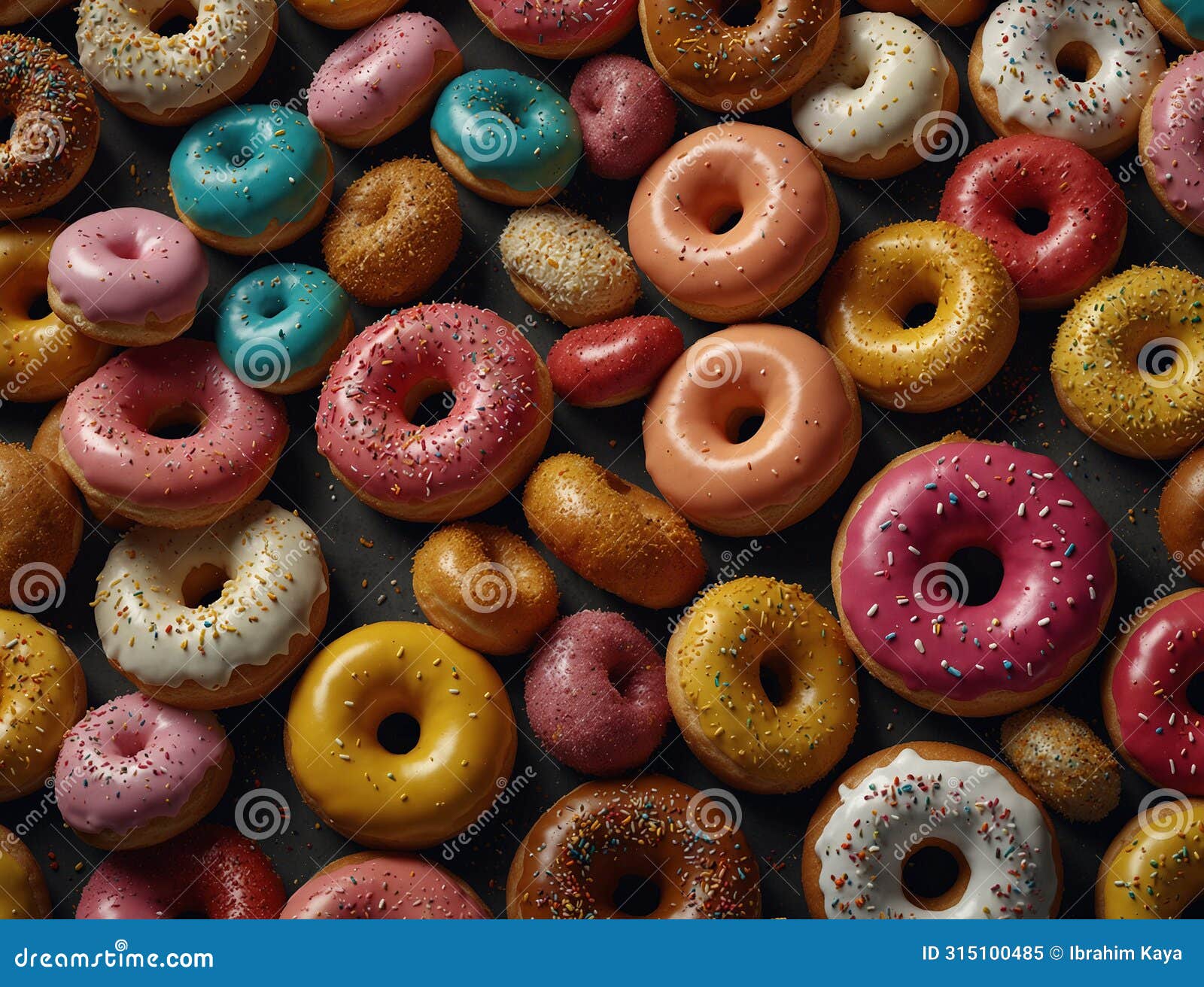 Various Donuts with Different Flavors and Colors. Stock Illustration ...