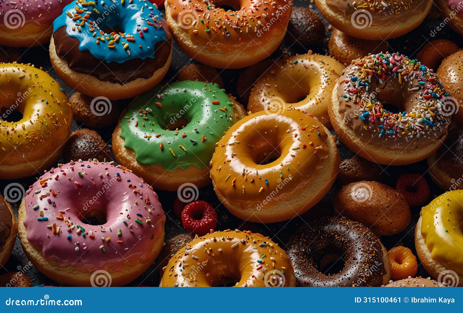 Various Donuts with Different Flavors and Colors. Stock Illustration ...