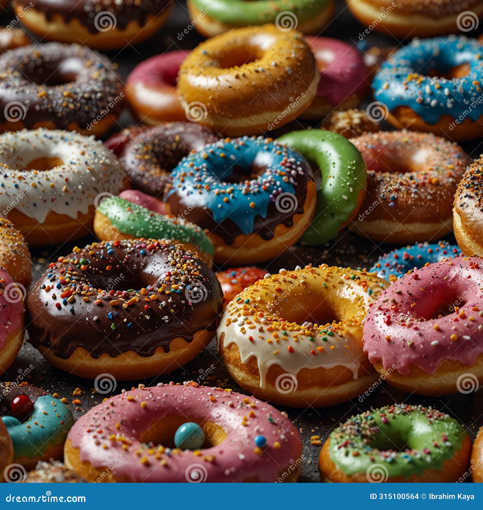 Various Donuts with Different Flavors and Colors. Stock Illustration ...