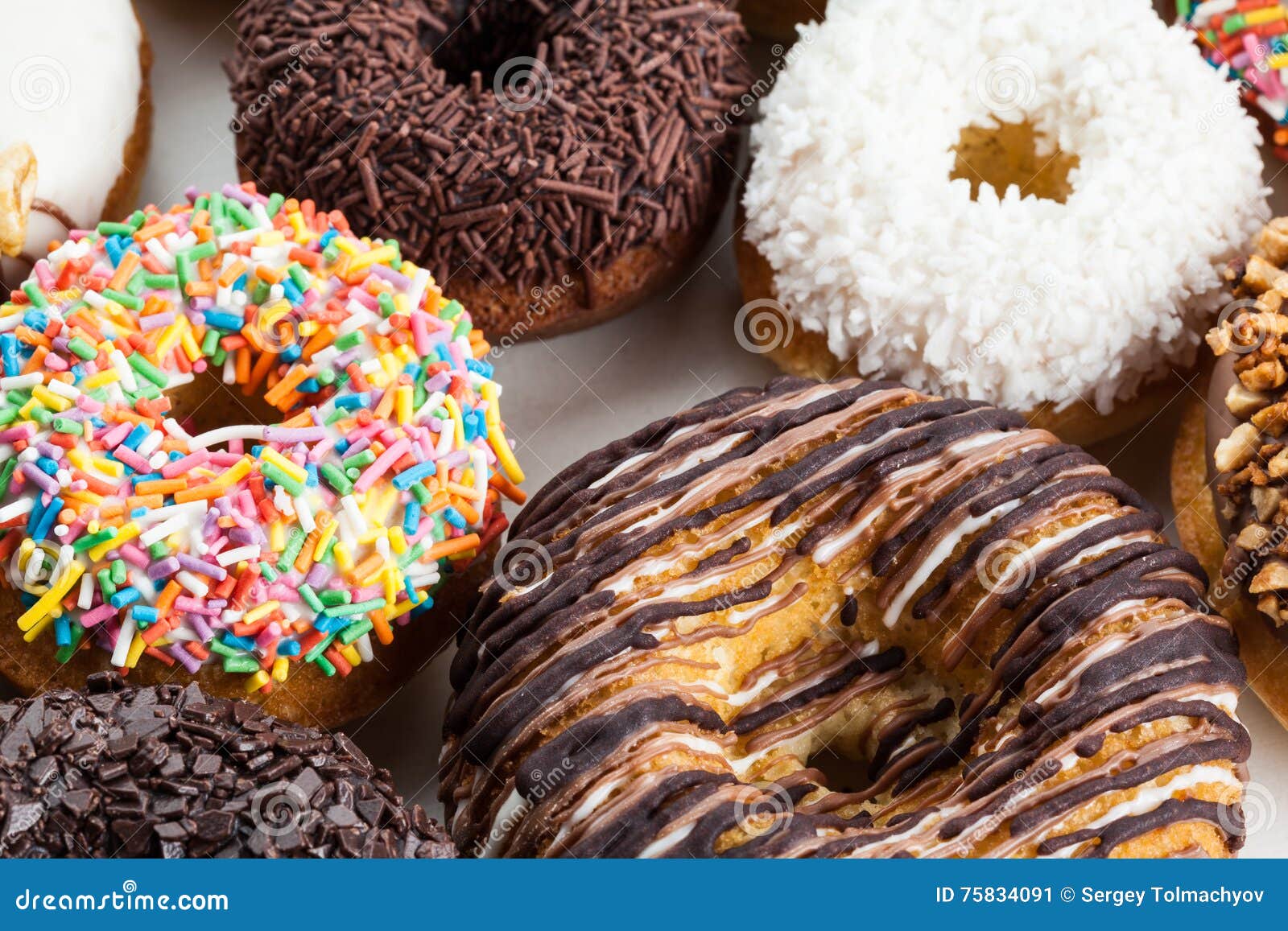 Various donuts stock image. Image of food, snack, hole - 75834091
