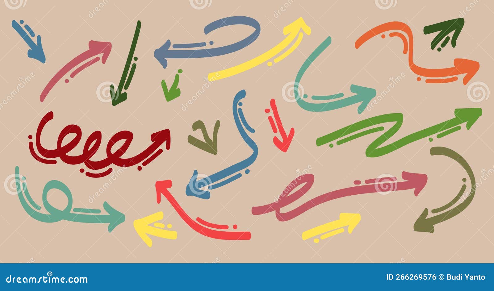 Various Doodle Arrows Colorful with Direction Pointers Shapes and ...