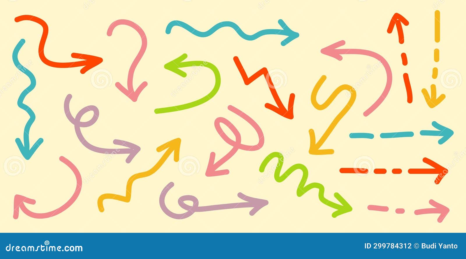 Various Doodle Arrows Colorful with Direction Pointers Shapes and ...