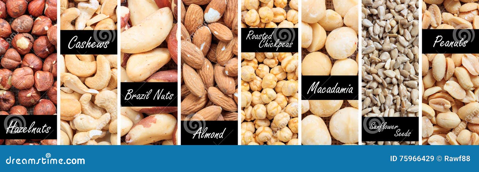 Various dried nuts collage stock image. Image of almond - 75966429