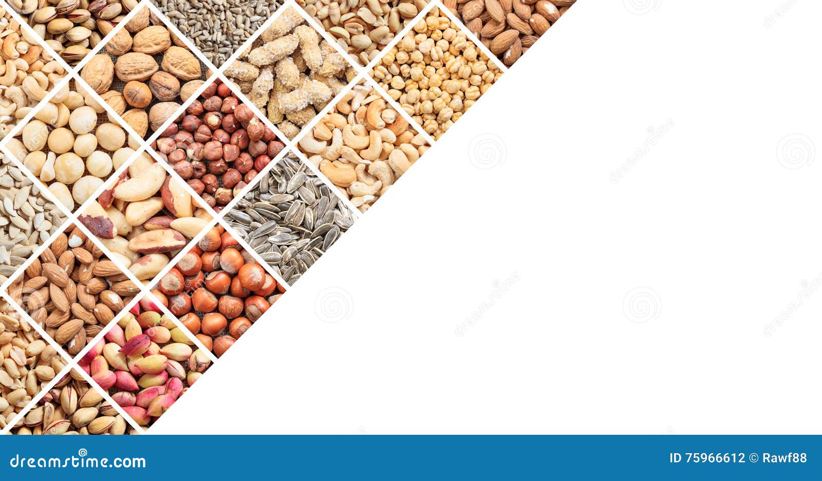 Various dried nuts collage stock photo. Image of almond - 75966612