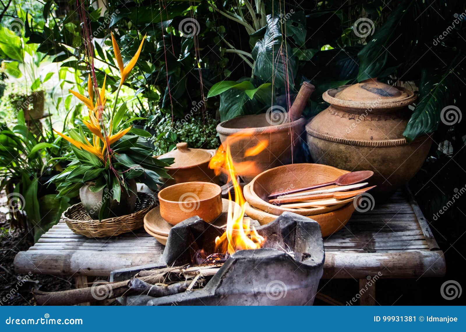 Earthen kitchen stock image. Image of flame, paddle, craft - 99931381