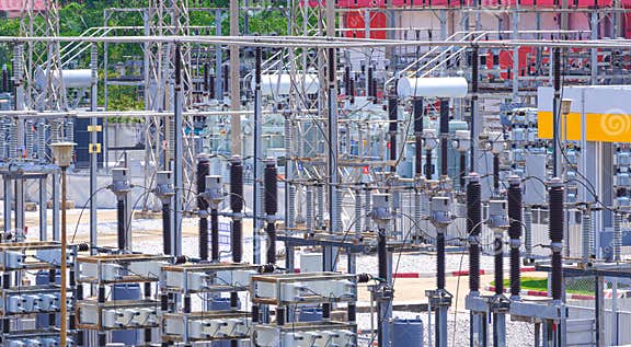 Various Electrical Component and Equipment on Poles Structure of High ...