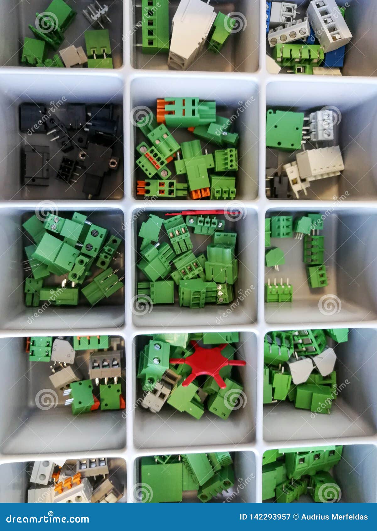 Various Electrical Connector in the Tray Stock Image - Image of ...