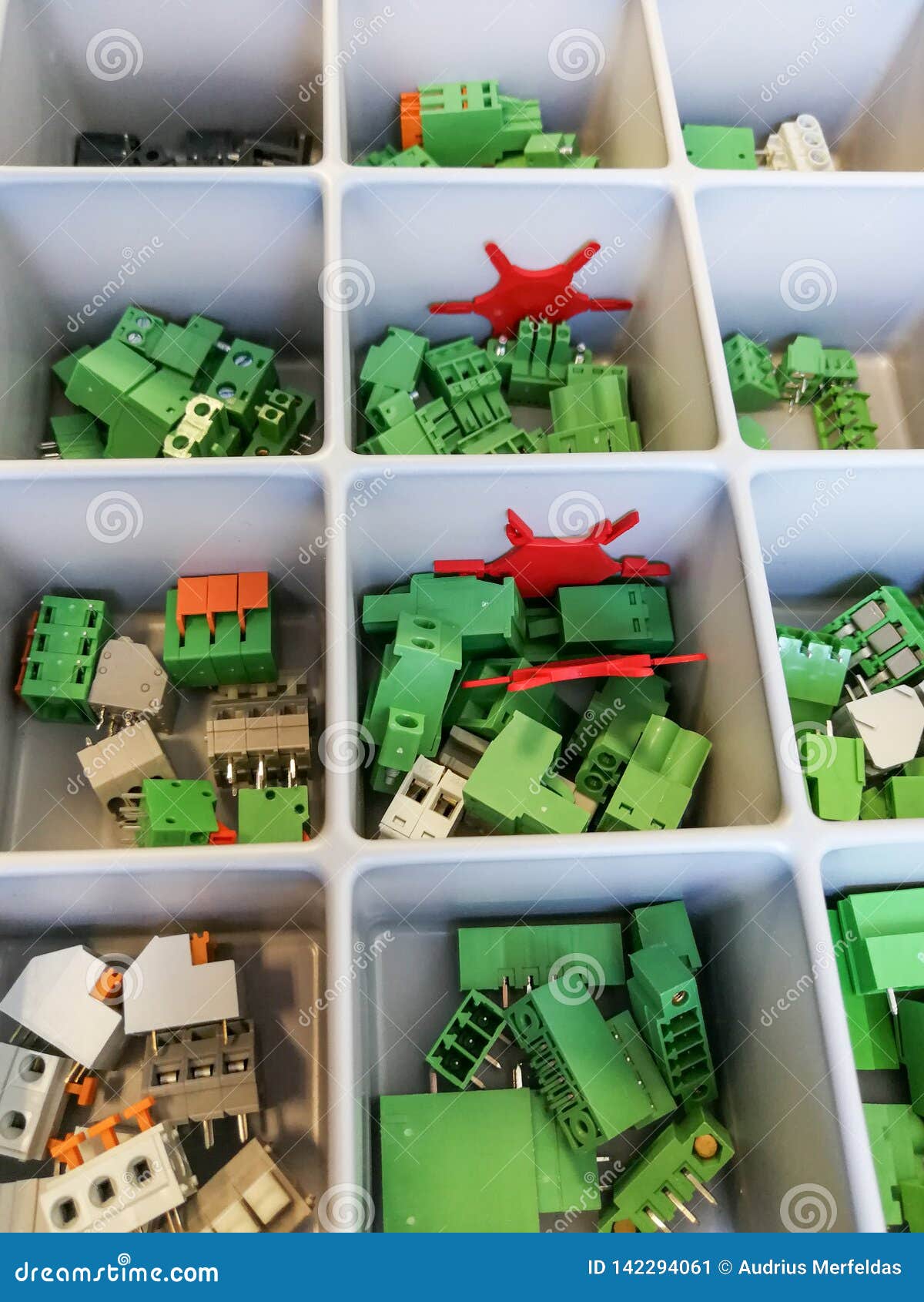 Various Electrical Connector in the Tray Stock Image - Image of hole ...