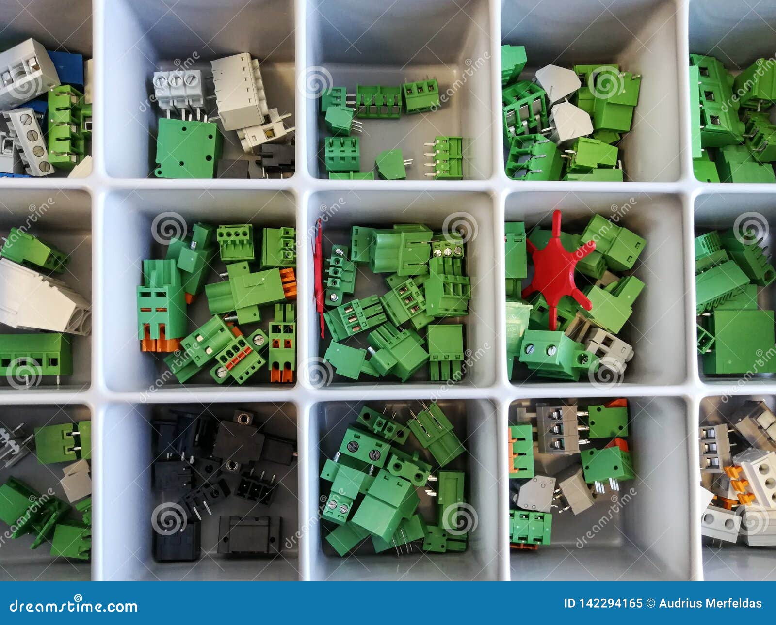 Various Electrical Connector in the Tray Stock Image - Image of ...