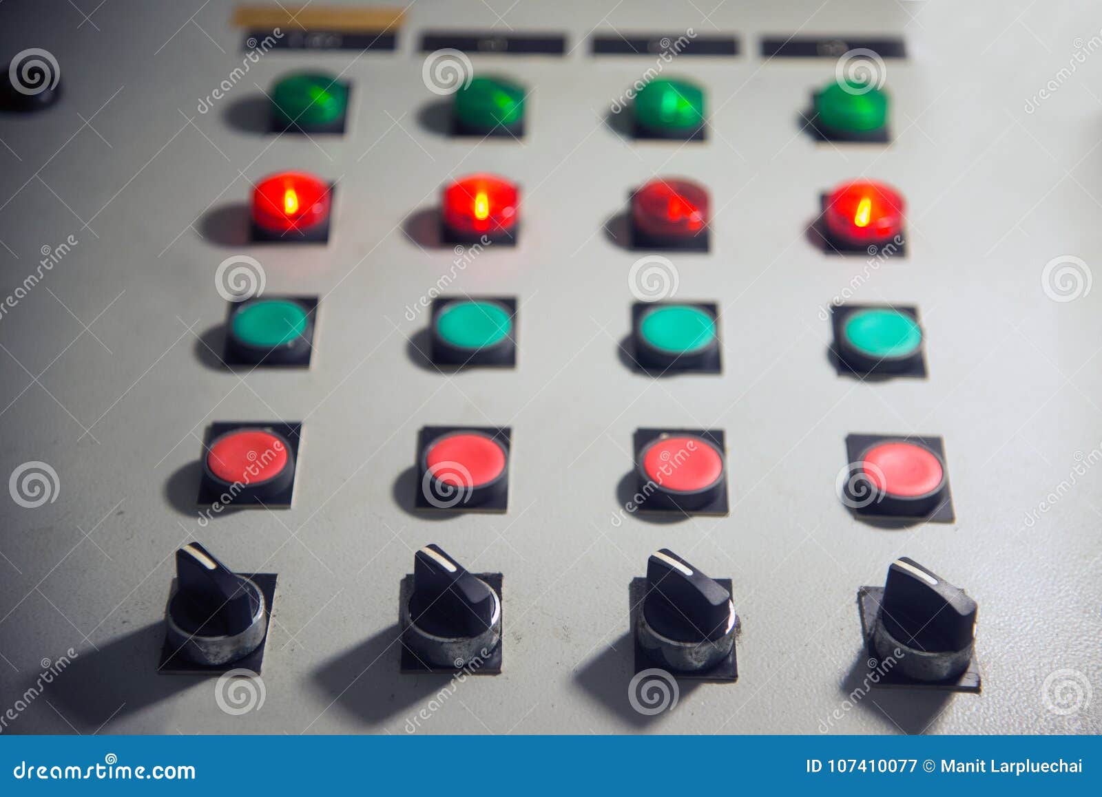 Various Electrical Controls on the Wall. Stock Image - Image of press ...
