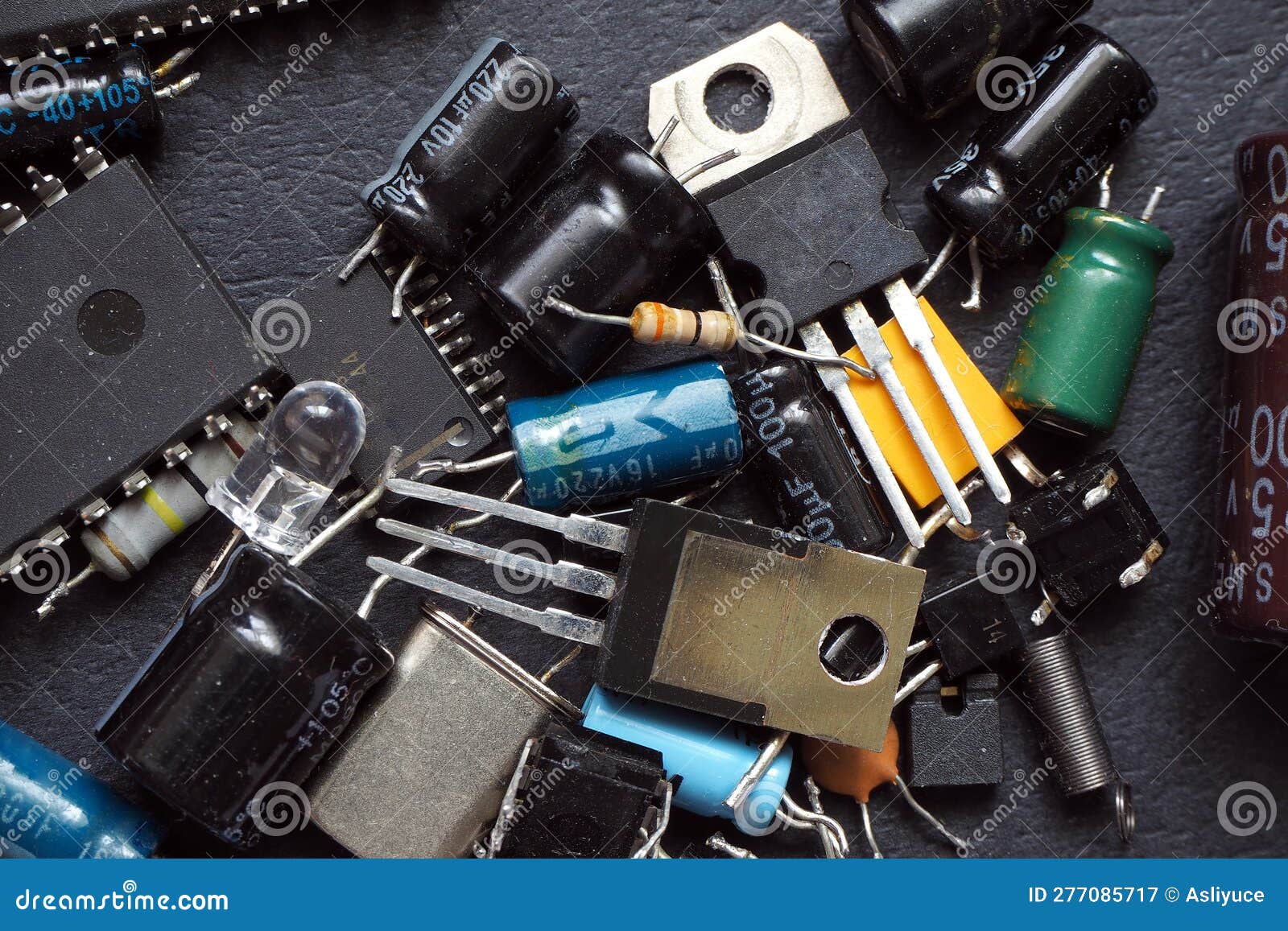 Various Electronic Circuit Components Stock Image - Image of diode ...