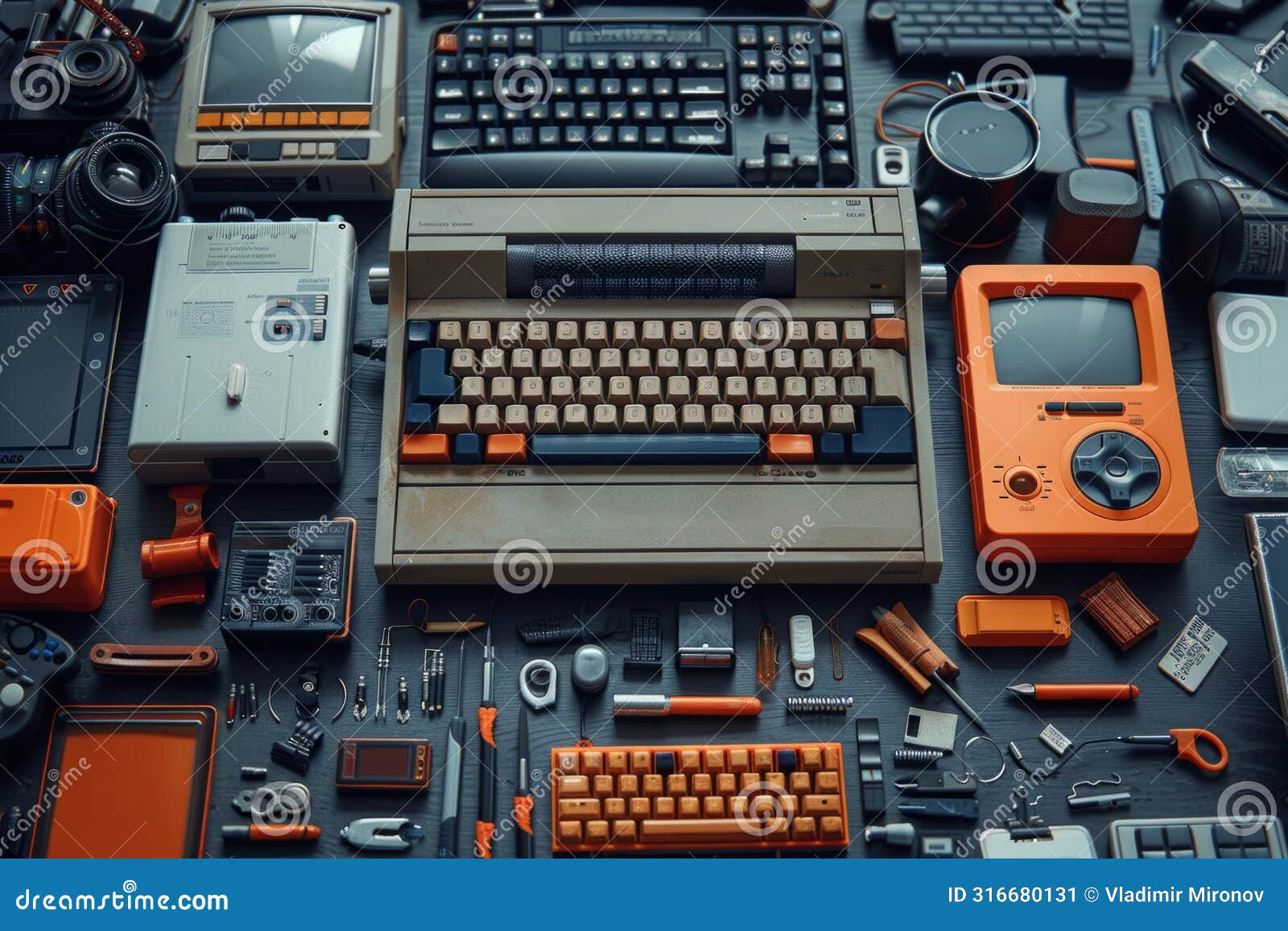 Various Electronic Devices are Scattered on the Table Stock Image ...
