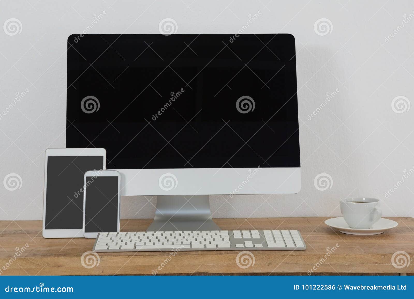 Various Electronic Gadgets and Coffee on Table Stock Photo - Image of ...
