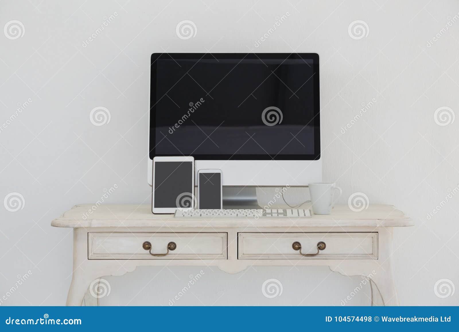 Various Electronic Gadgets on Table Stock Photo - Image of scrolling ...
