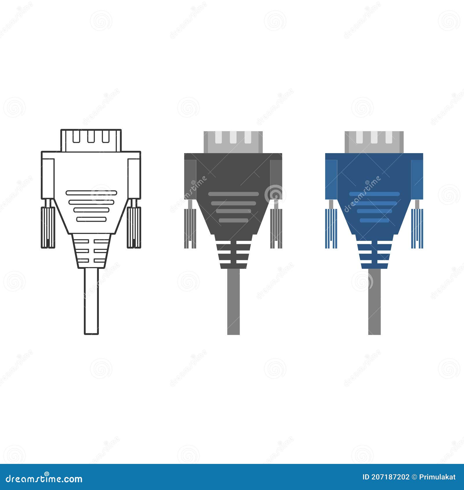 Various Electronic Wire Connectors and Inputs, Jacks and Plugs Vector ...