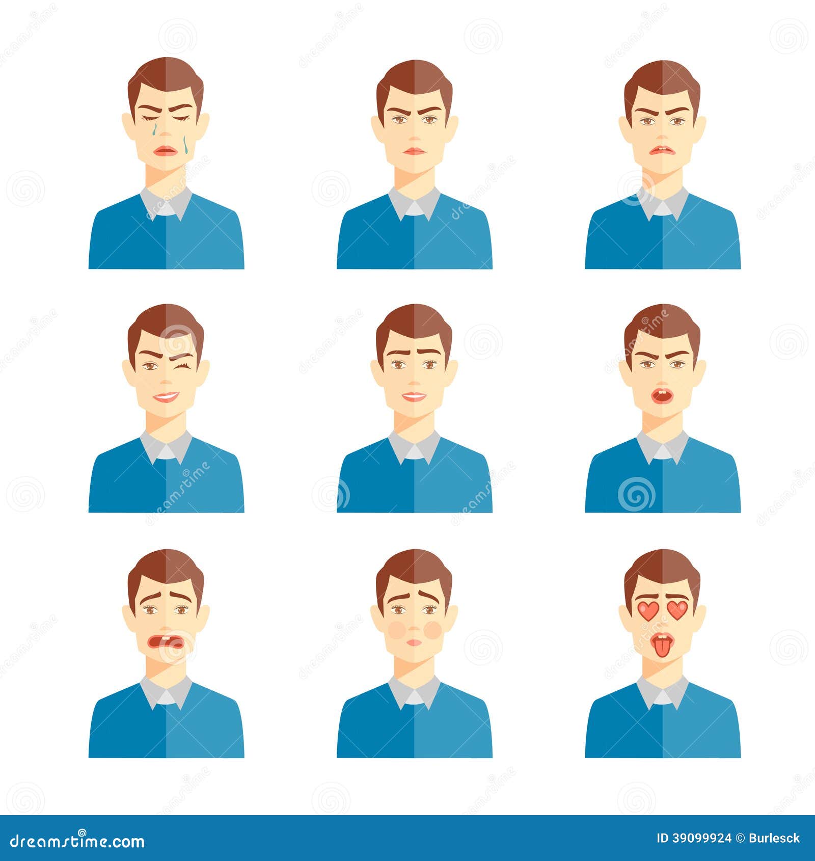 Various Emotions Illustration Stock Vector - Illustration of pleasure ...
