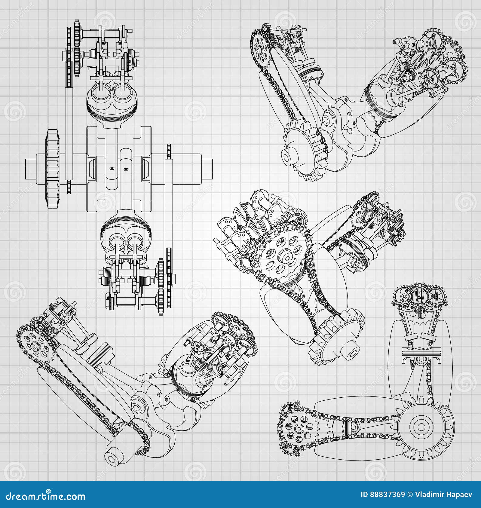 Various Engine Components, Pistons, Chains, Nozzles and Valves are ...