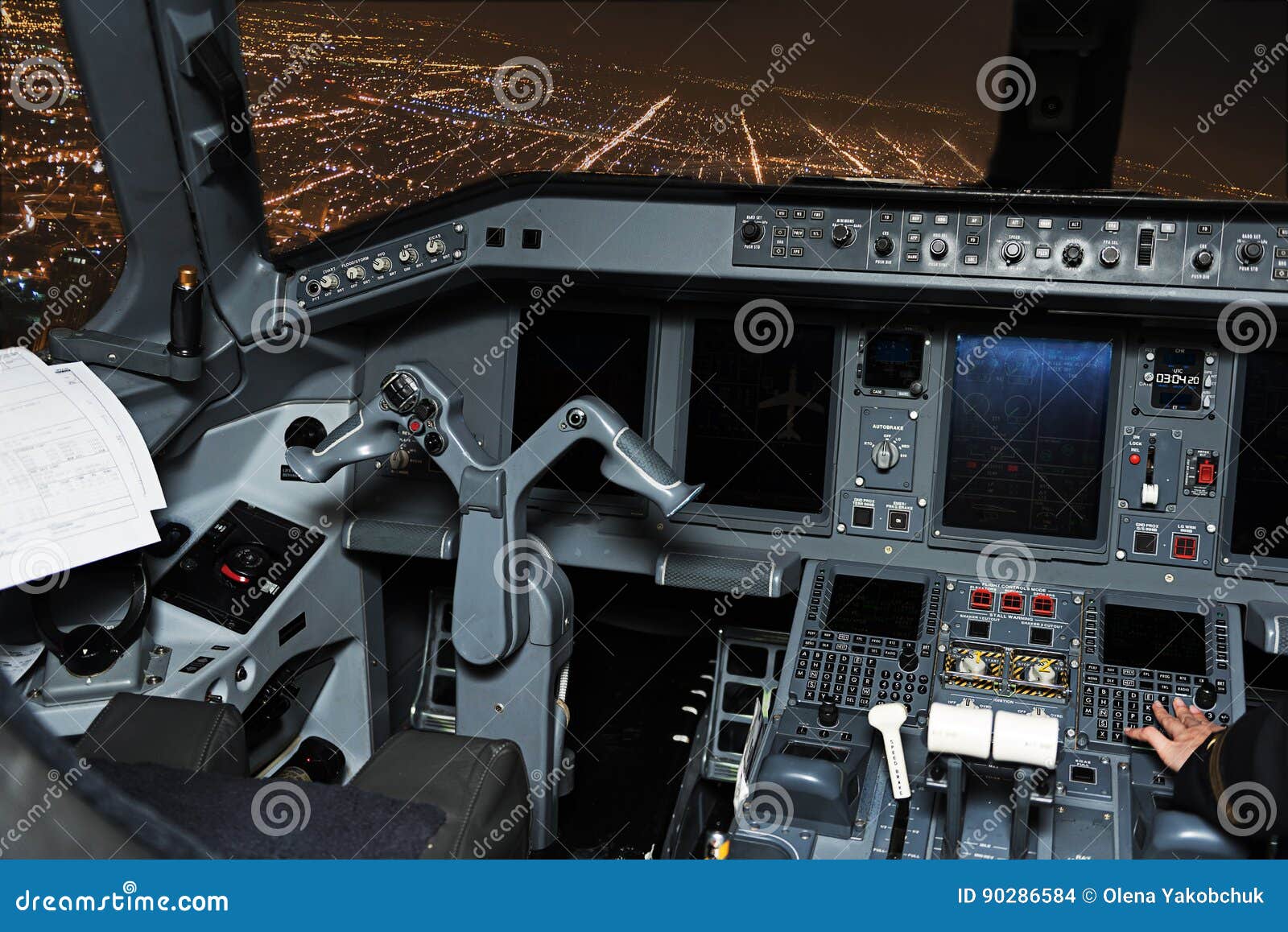 Various Equipments of Plane Situating in Cockpit Stock Photo - Image of ...