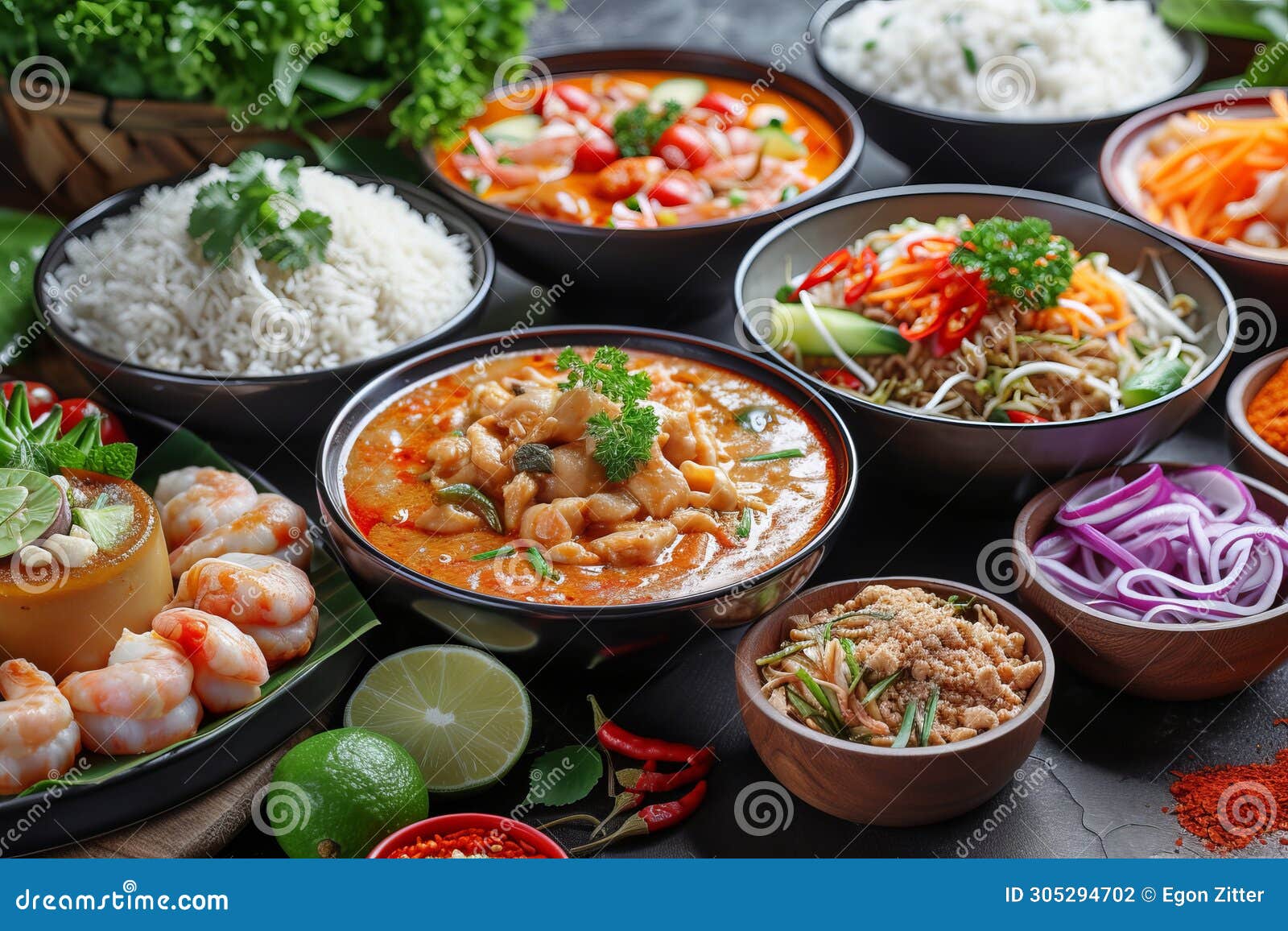 Various Examples of Asian Foods and Ingredients Stock Illustration ...
