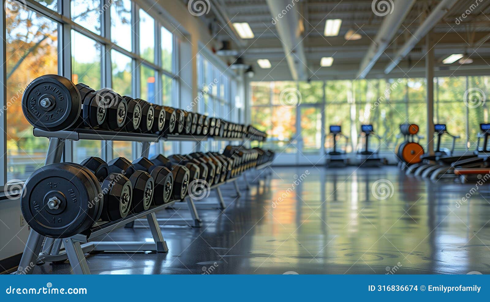 Various Exercise Machines Lined Up Neatly in a Gym Setting. Row of ...