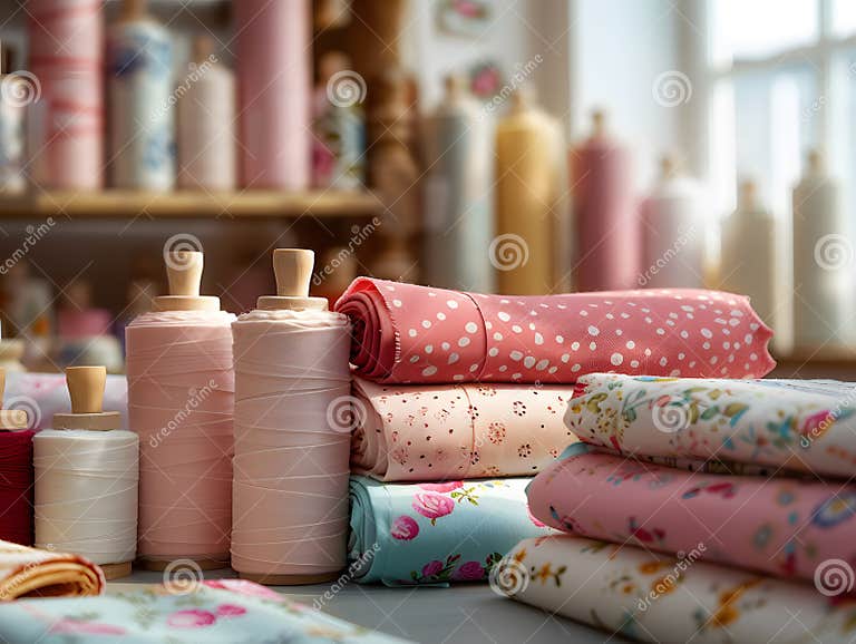 Various Fabrics Spread Across the Table for Interior Design Project ...