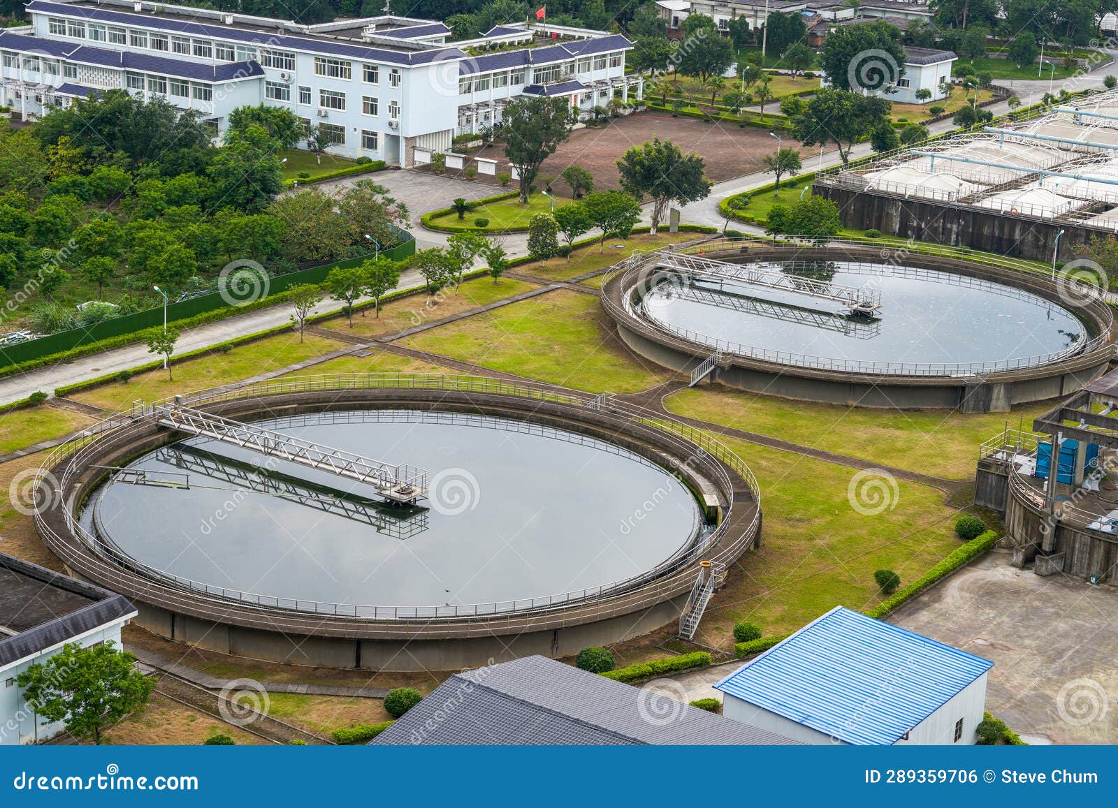 Various Facilities and Sedimentation Tanks in Sewage Treatment Plants Stock Photo - Image of ...