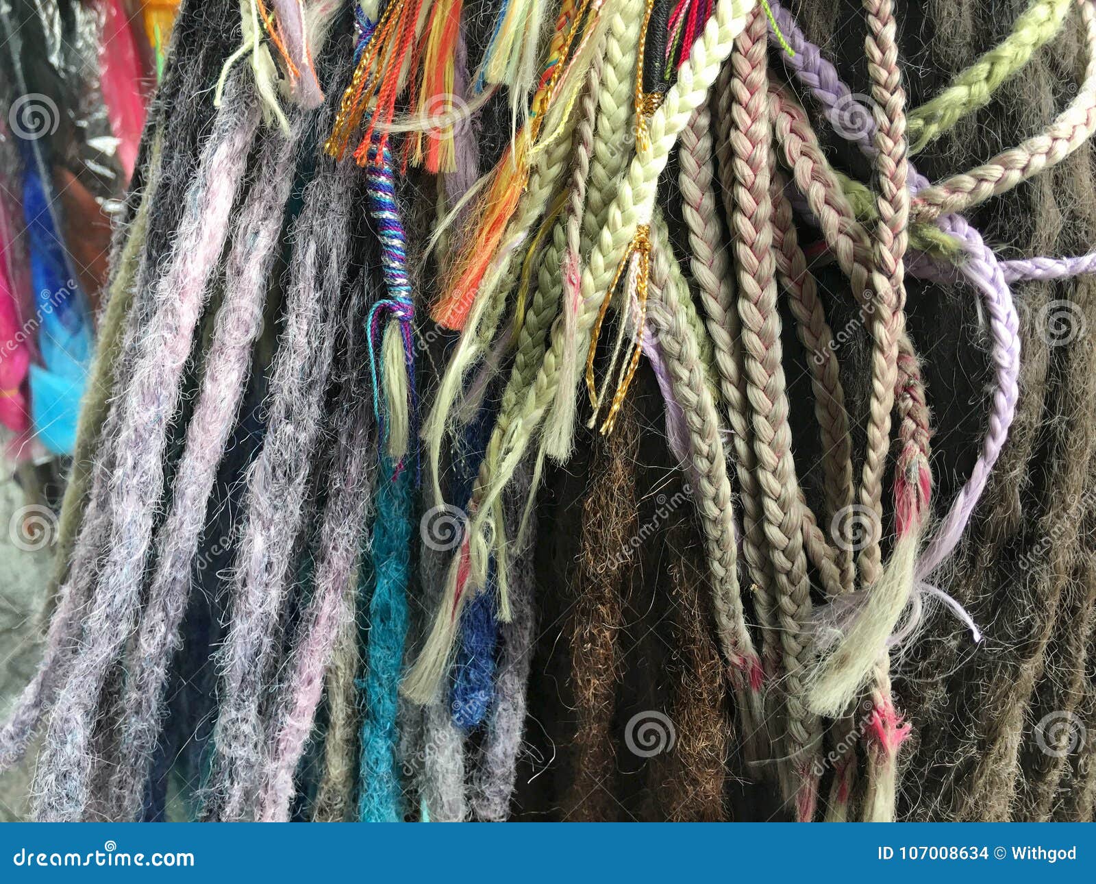 Various False Dreadlocks and Hair Extensions Stock Photo - Image of ...