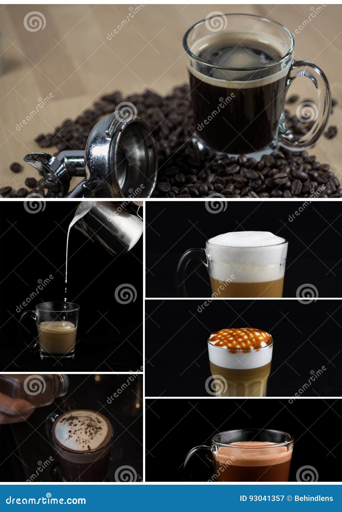 Various Famous Iced Coffee Template. Stock Image - Image of iced, dark ...