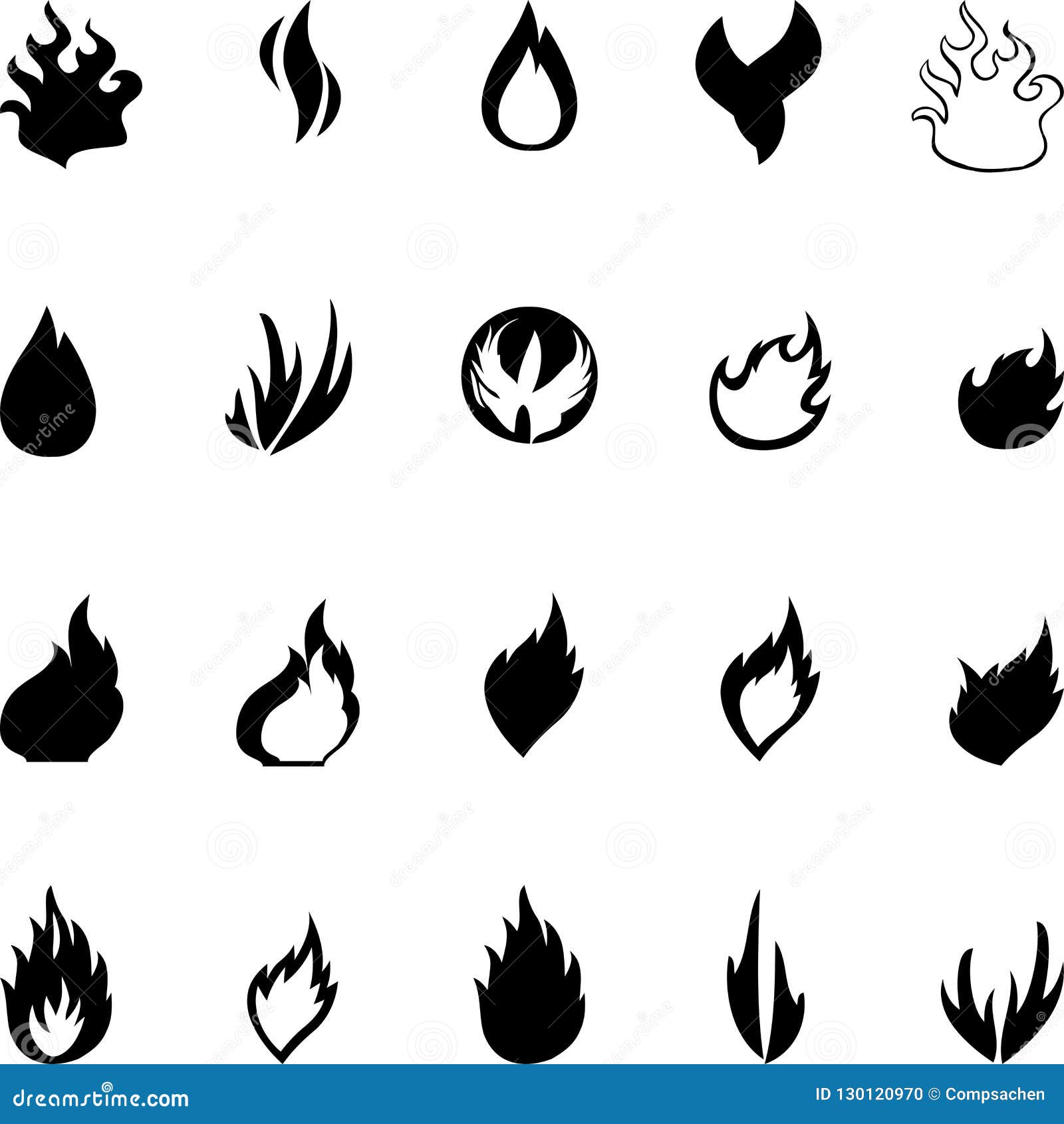 Various Fire Icons, Flame Icons, Flame Buttons, Sticker Label Stock ...