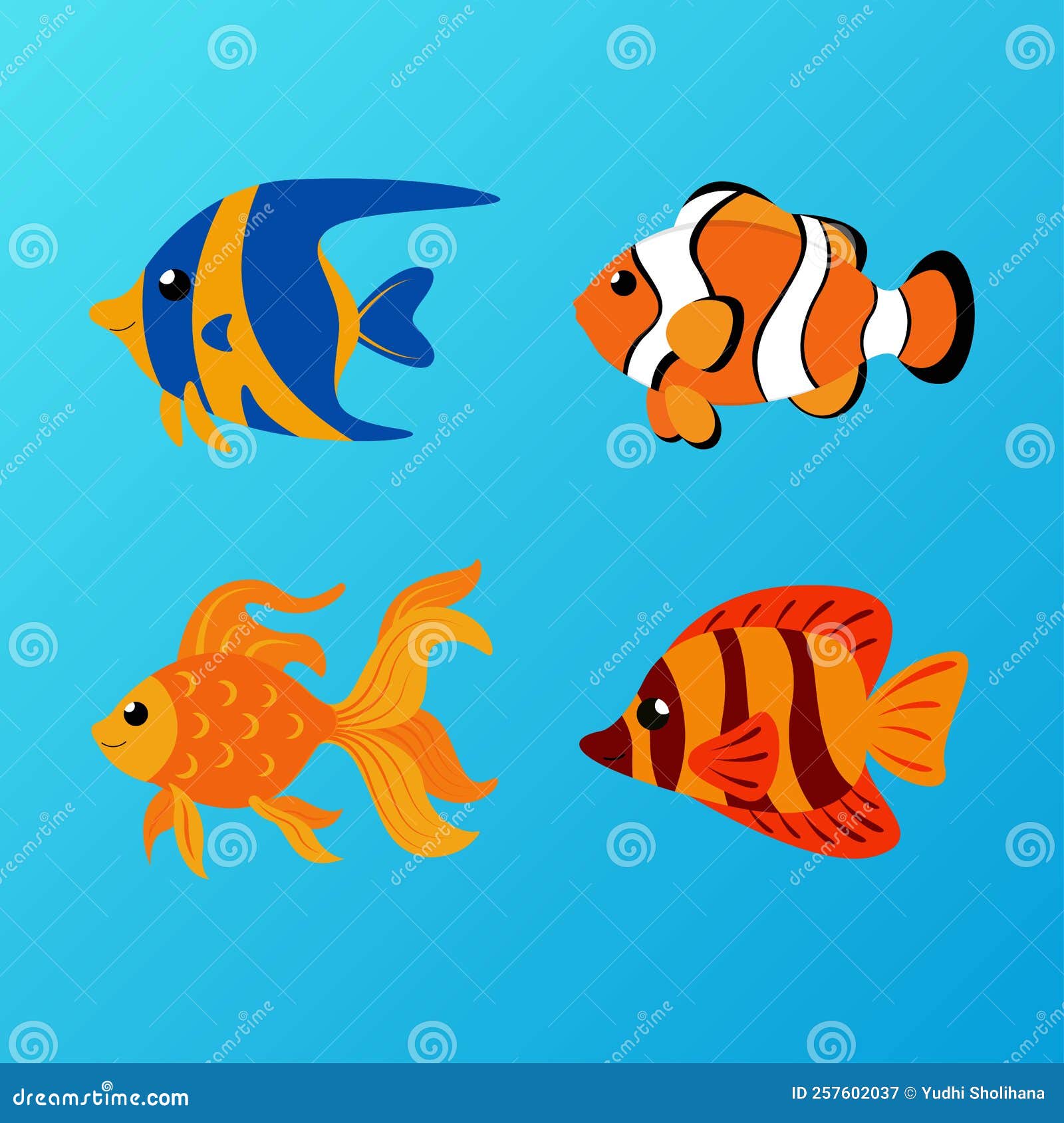 Various Fish Illustration Vector Stock Vector - Illustration of marine ...
