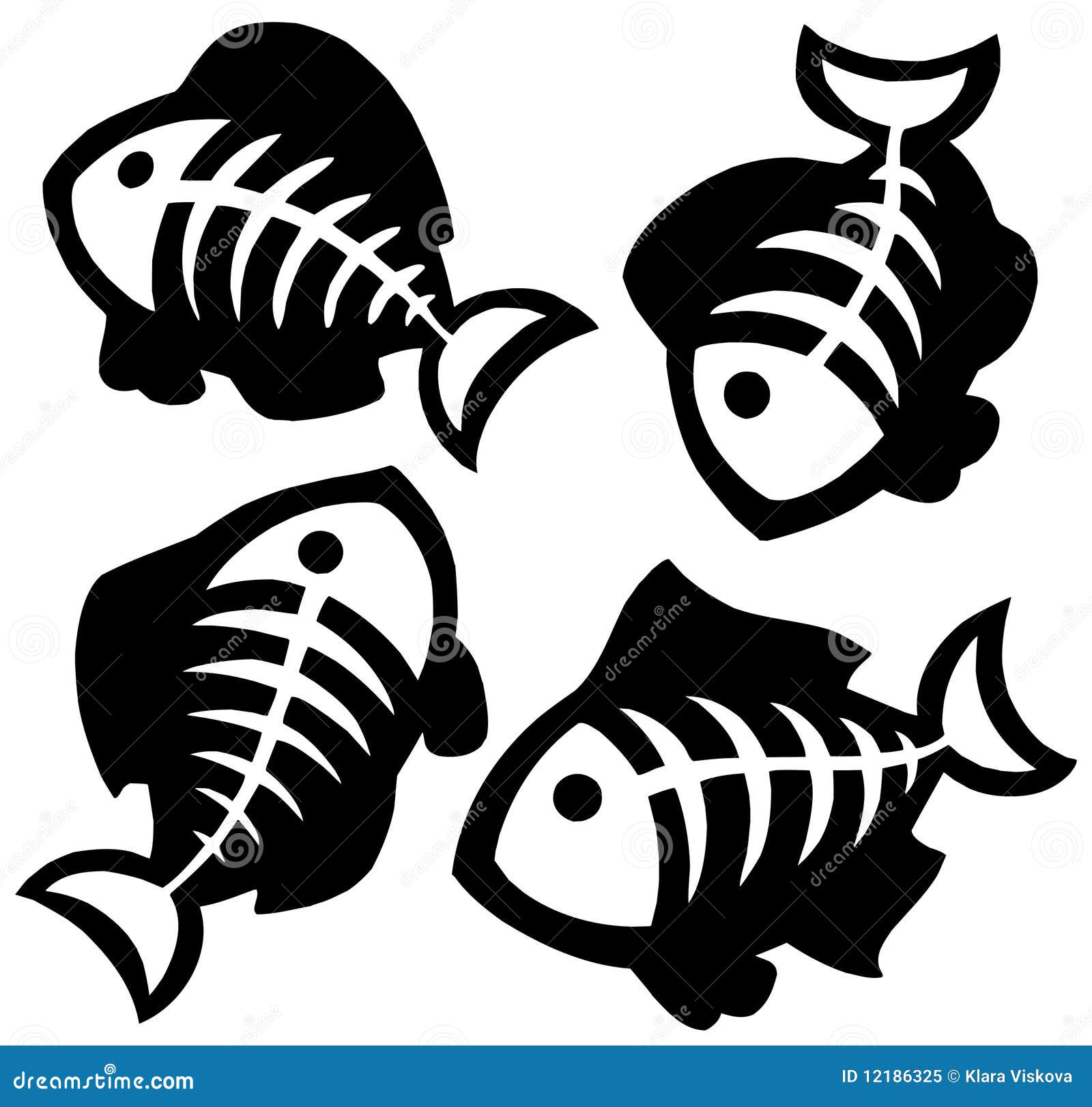 Various Fishbones Silhouettes Stock Vector - Illustration of draw, bone ...