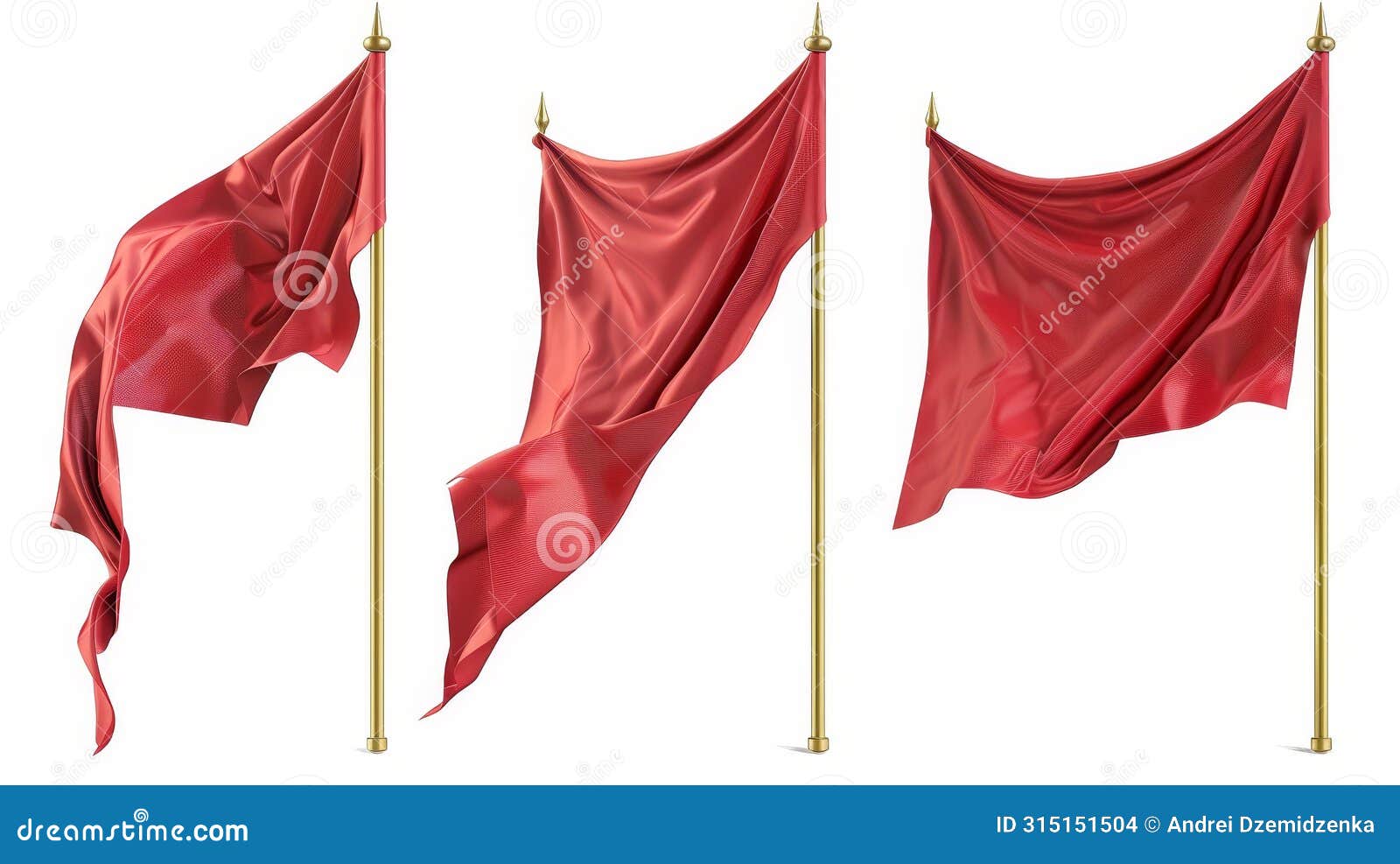 Various Flags on Golden Poles, in Triangular and Rectangular Shapes ...