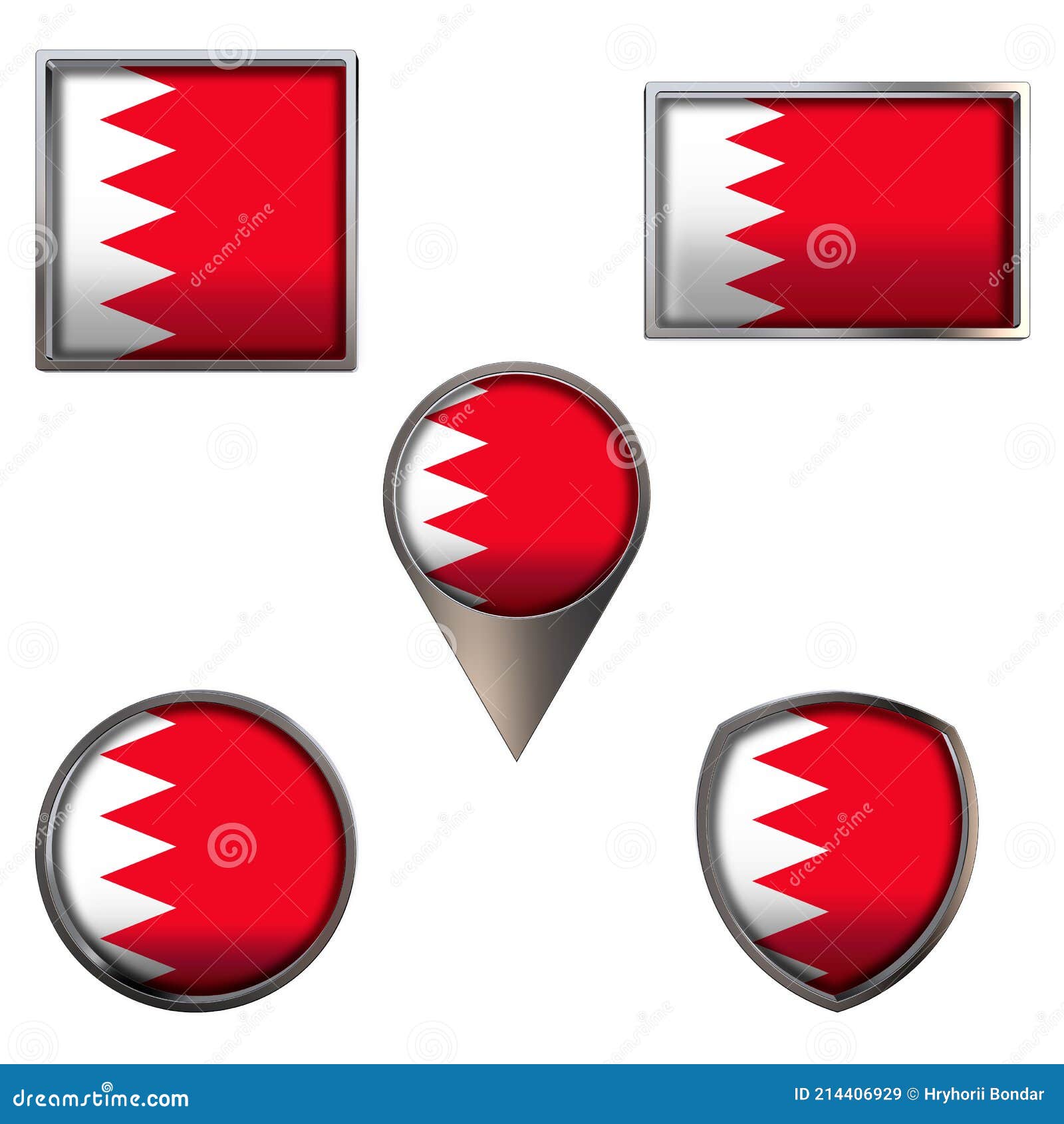 Flags of the Bahrain Icons Set Image Stock Illustration - Illustration ...