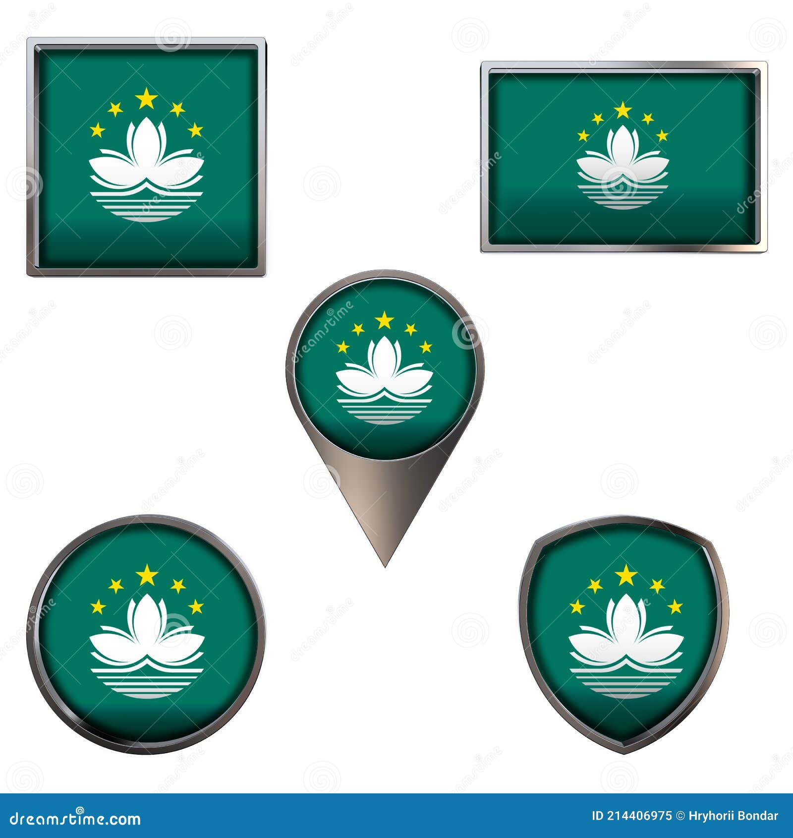 Flags of the Macau Icons Set Image Stock Illustration - Illustration of ...