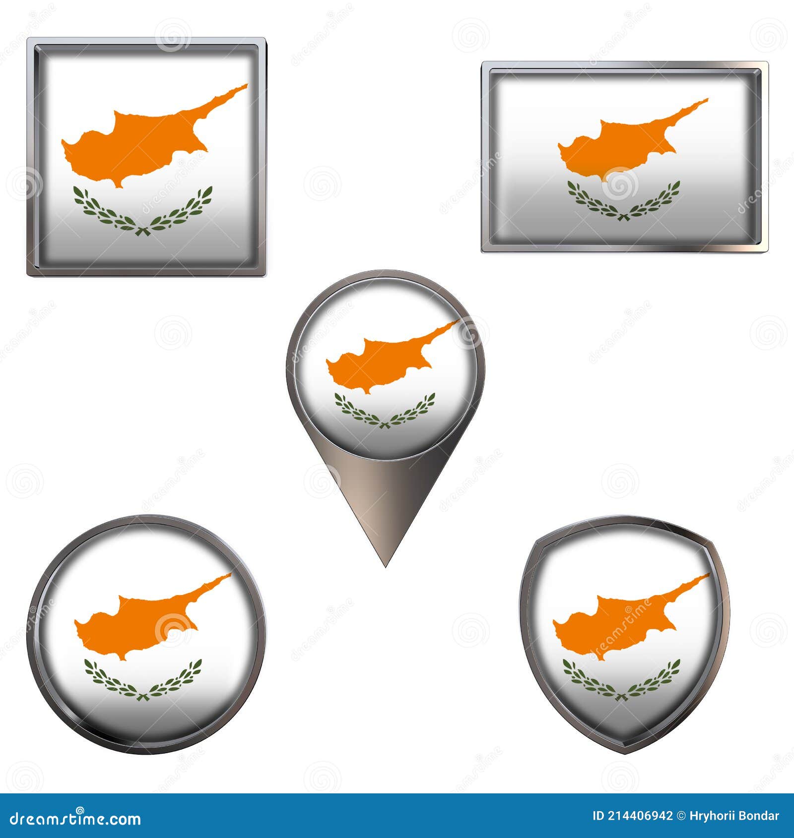 Flags of the Cyprus Icons Set Image Stock Illustration - Illustration ...
