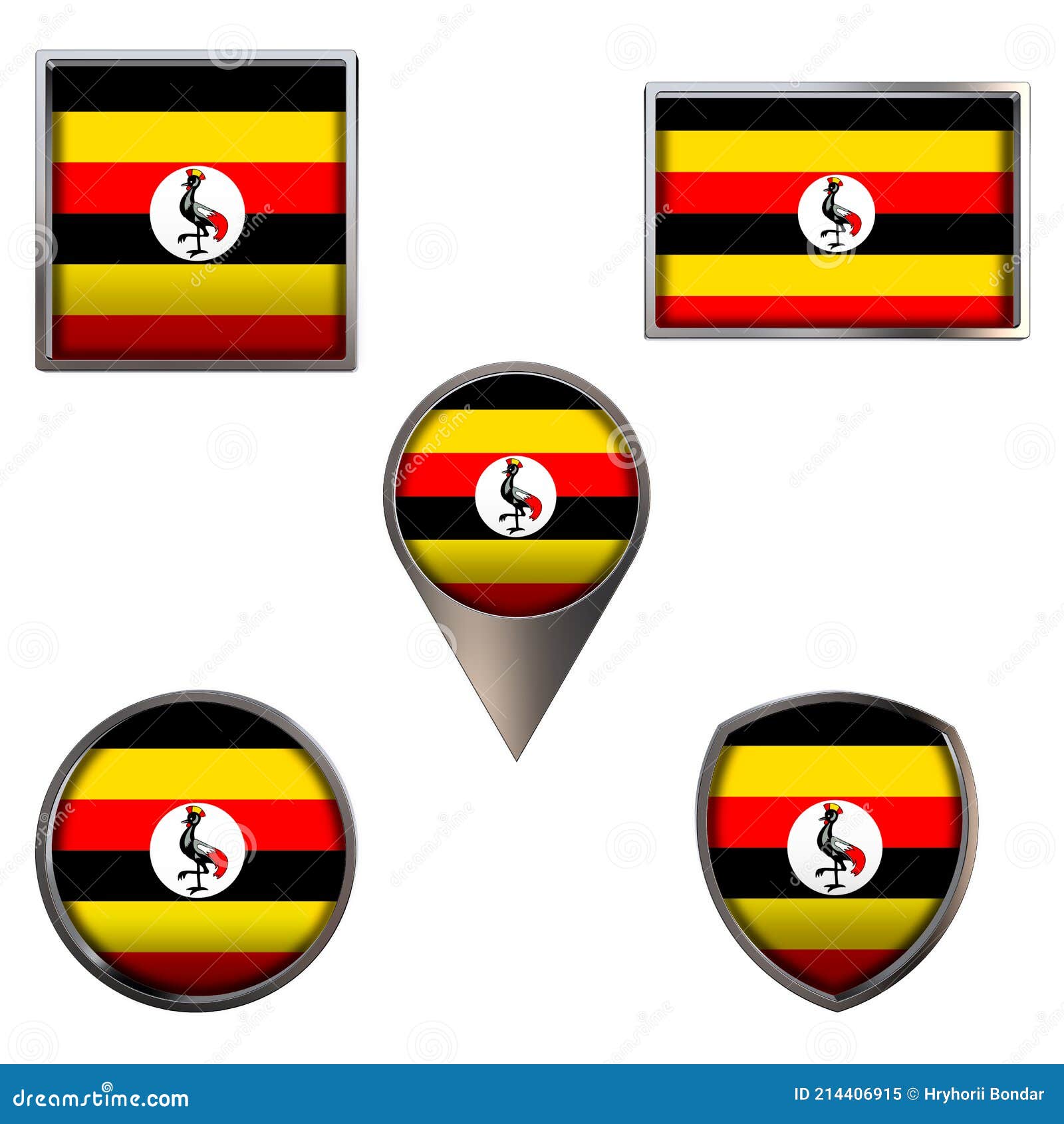 Flags of the Uganda Icons Set Image Stock Illustration - Illustration ...
