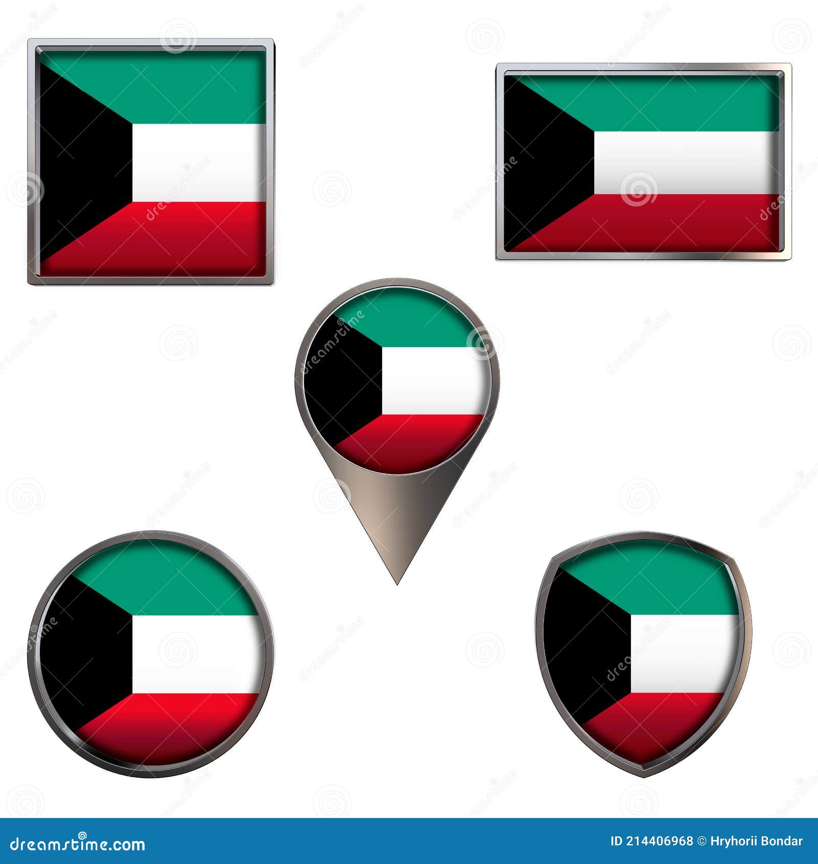 Flags of the Kuwait Icons Set Image Stock Illustration - Illustration ...