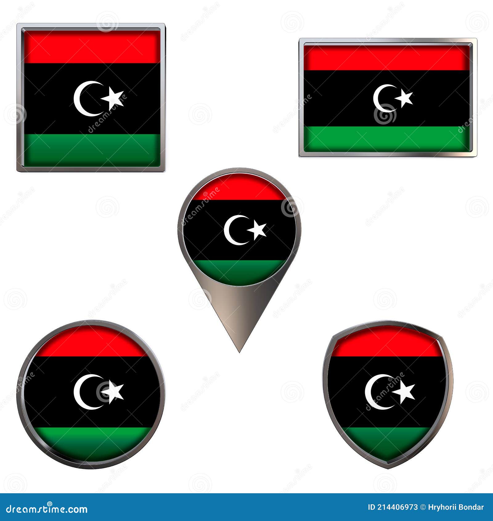 Flags of the Libya Icons Set Image Stock Illustration - Illustration of ...
