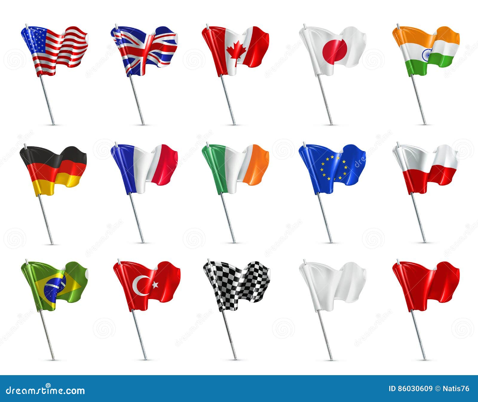 Various Flags, Vector Icon Set Stock Vector - Illustration of flag ...