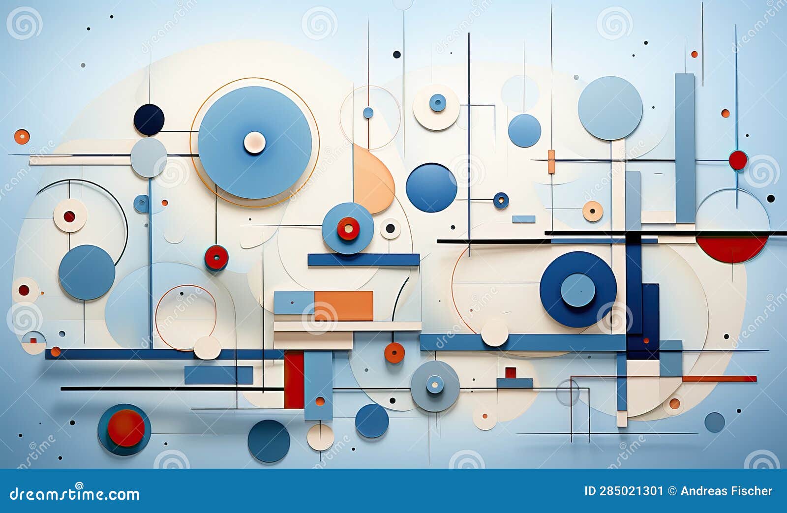 Various Flat Geometric Shapes on a Blue Background. Stock Illustration ...