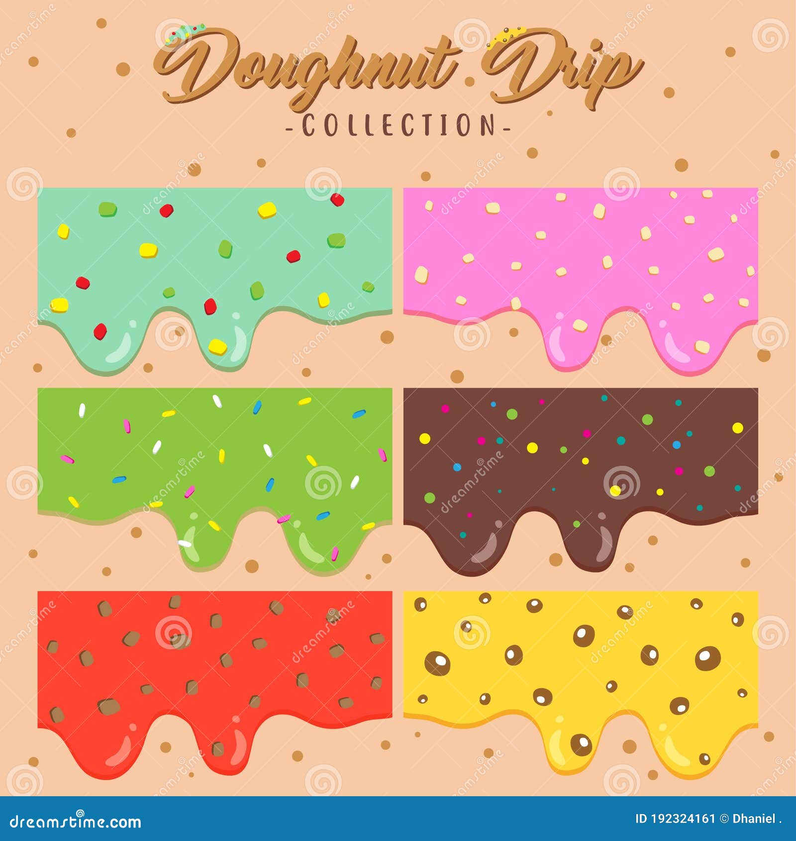 Various Flavor of Doughnut Drip Vector Design Collection Stock ...