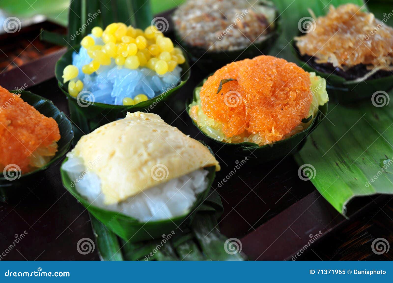 Various Flavor of Sticky Rice Thai Dessert Stock Image - Image of ...