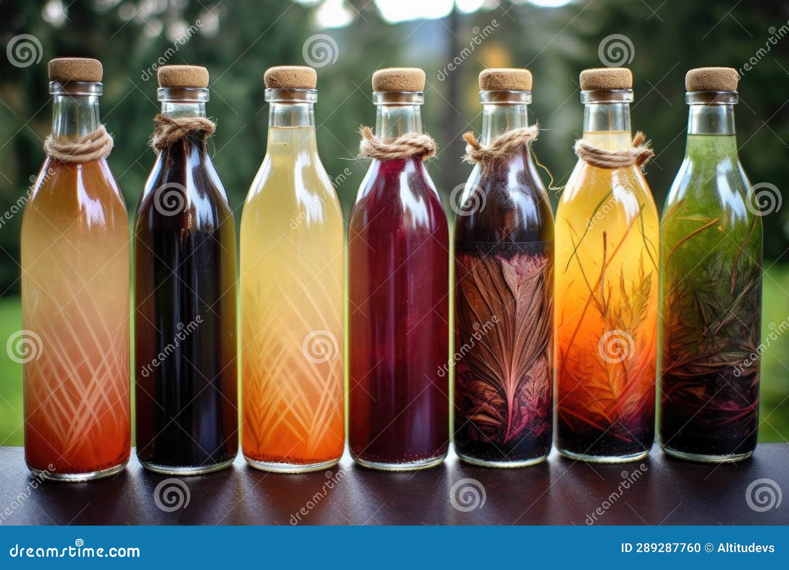 Kombucha Bottles. Cartoon Summer Cold Drink With Tea Mushroom. Vegan ...