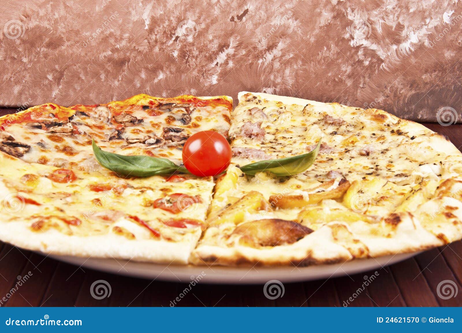 Various flavors of pizza stock photo. Image of pasta - 24621570
