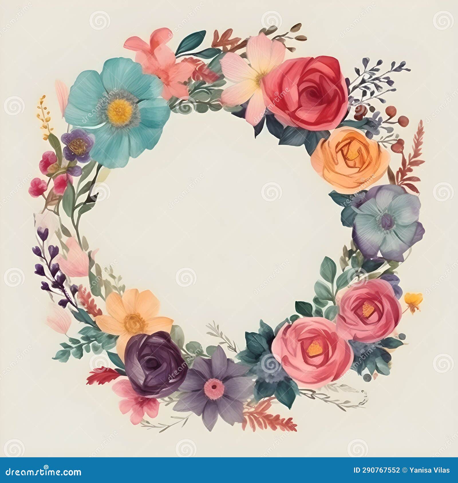 Various Flower Frames Round Shape in Space Template Format. AI ...