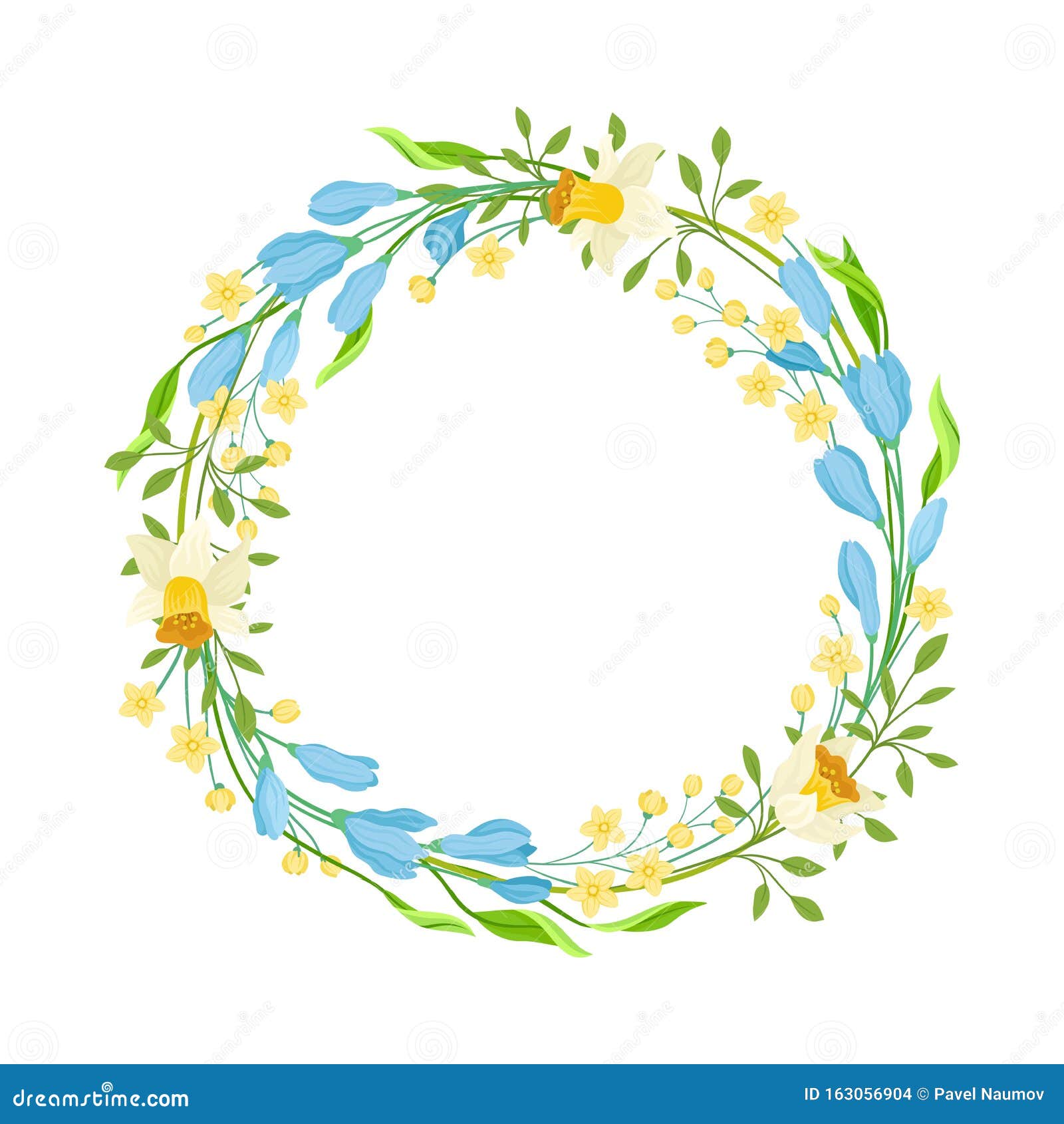 Various Flowers Twisted in Circle Flame Vector Illustration Stock ...