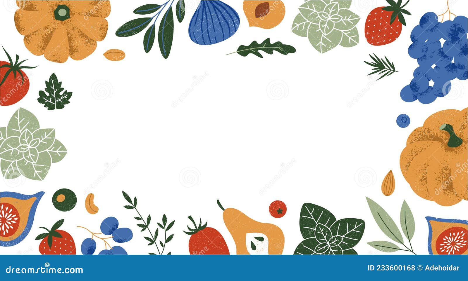 Various Food Elements on a White Background. Free Space for Text ...