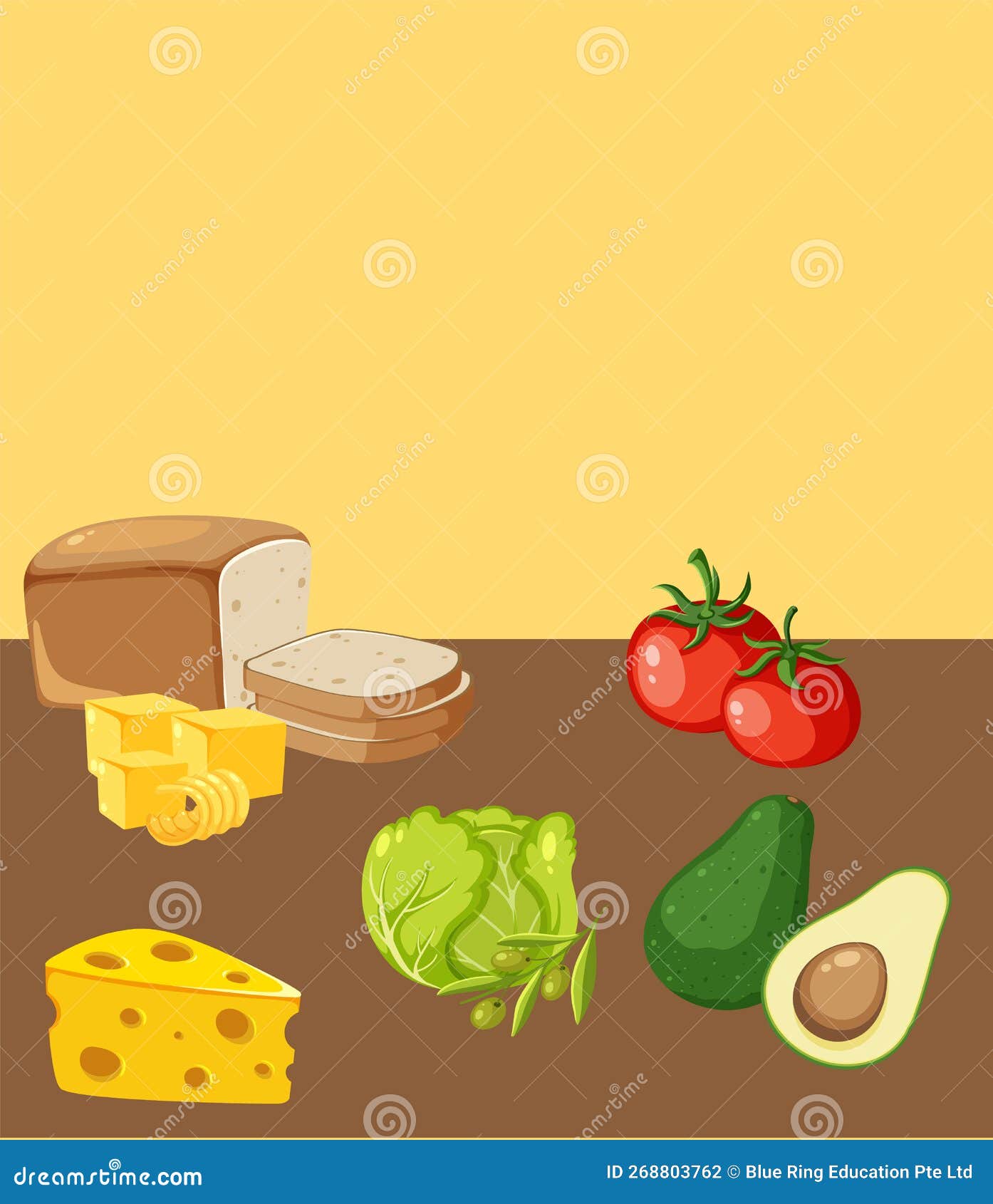 Various foods on the table stock vector. Illustration of ingredients ...