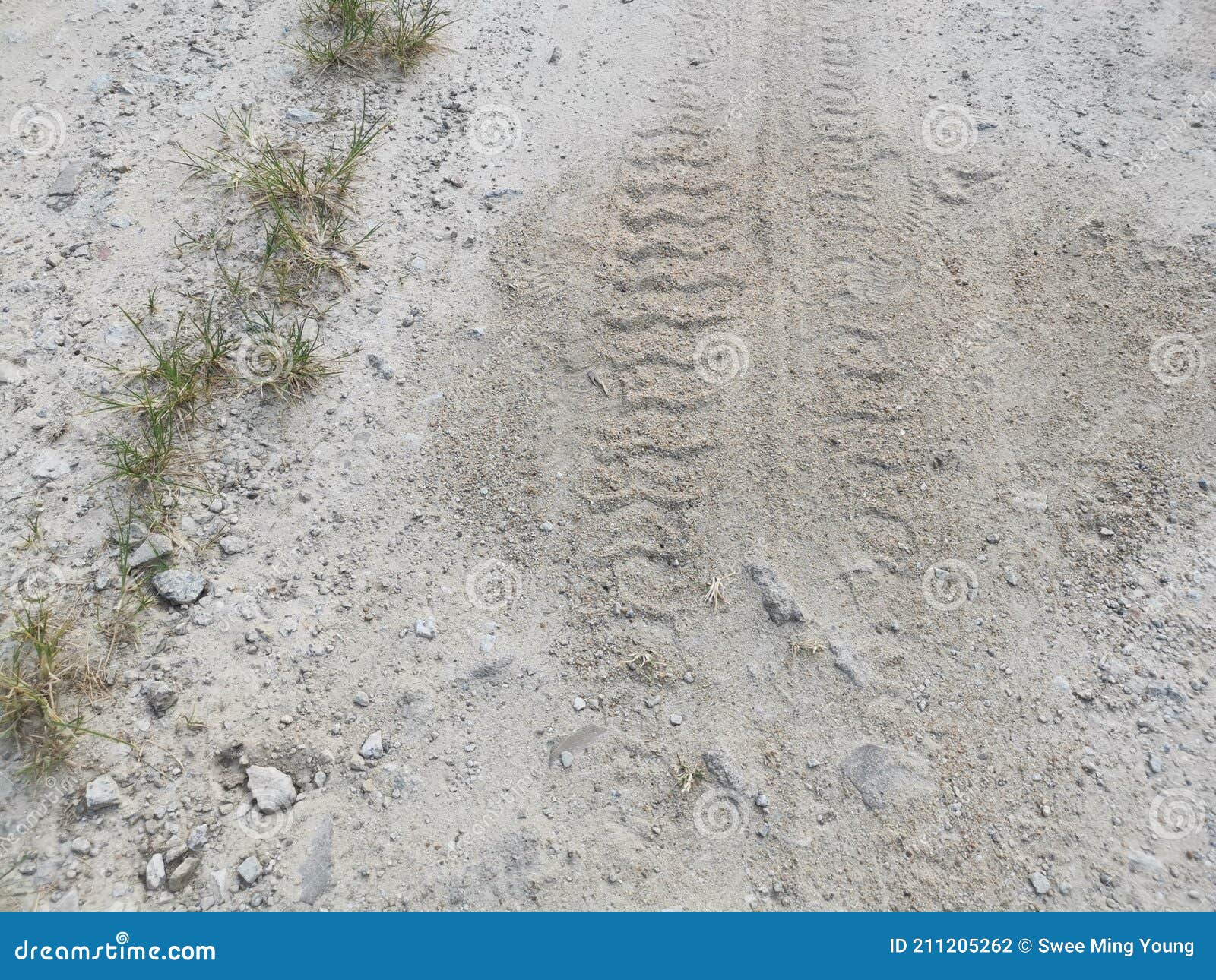 Various Foot Mark Trails on the Rural Sandy Road. Stock Photo - Image ...