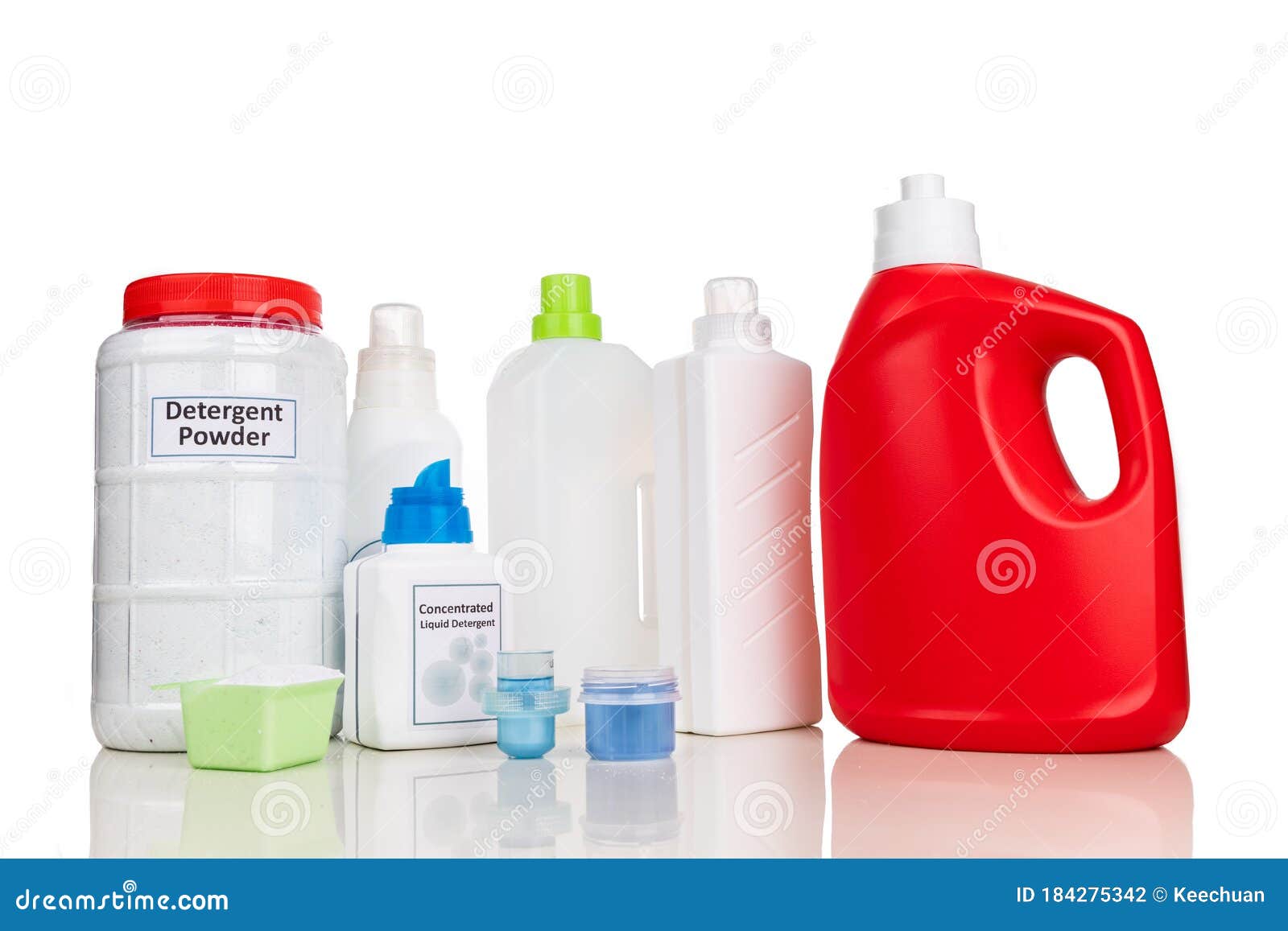 Various Format of Powder and Liquid Laundry Detergent Against White ...